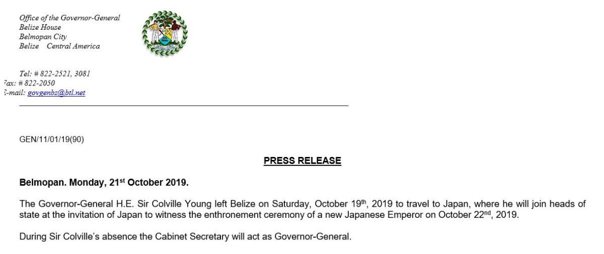 The Governor-General H.E. Sir Colville Young Travels To Japan To ...